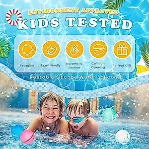URMONA Reusable Water Balloons for Kids Adults, 30 PCS Summer Beach Party Water Ball, Outdoor Water Toys foar Trampoline, Backyard and Inflatable Pool Game