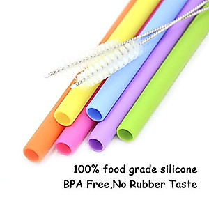 UlikeLF 6 Pieces Reusable Silicone Straws 10 inch Smoothie Drinking Straws BPA Free for 20 & 30 oz Tumbler (6 Straight+ 2 Brushes)