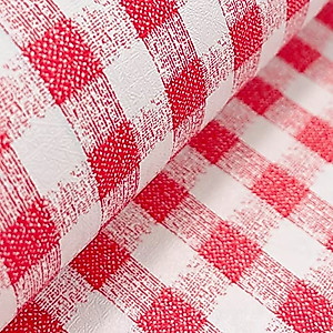 Yifely Pink Checked Furniture Paper Mediterranean Style Countertop Door Sticker Shelf Liner 17.7inch by 9.8 Feet