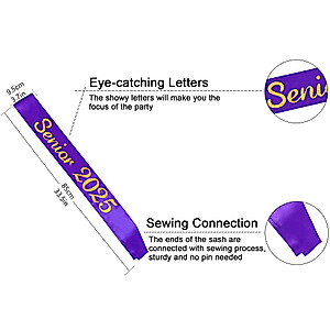 Purple Senior 2025 Satin Sash - 2025 Graduation Sash - Finally Graduated - Senior Cheer Sash - Cheerleader Sash - Competition Sash