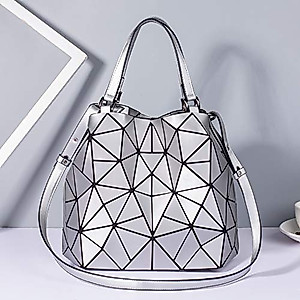 Geometric Luminous Purses and Handbags Holographic Reflective Crossbody Bag Wallet Flash Rainbow Tote Silver