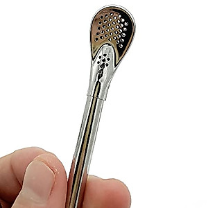 8 Pieces Stainless Steel Drinking Straws with Filter Spoon Reusable Yerba Mate Bombilla Metal Tea Straws 5Inch