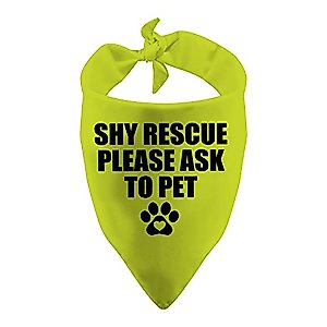1 Piece Rescue Dog Shy Rescue Please Ask to Pet Dog Bandana Ask to Pet Handkerchief Scarf (Shy Rescue Yellow)