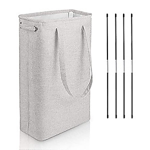 DYD Slim Laundry Basket with Handles Collapsible Linen Hampers for Bedroom Storage Built-in Lining with Detachable Brackets Well-Holding Foldable Laundry Hamper for Toys Clothing Organization