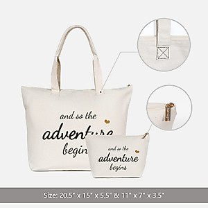 TOPDesign Canvas Tote Bride Bag, Inspirational Bridal Shower, Bachelorette Party, Engagement Wedding Gifts, Congratulation Present for New Chapter