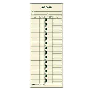 TOPS Job Cards (Replaces L-61, 15-800622), 1-Sided, 3-1/2" x 9", Manila, Green Print, 500-Count (1258)