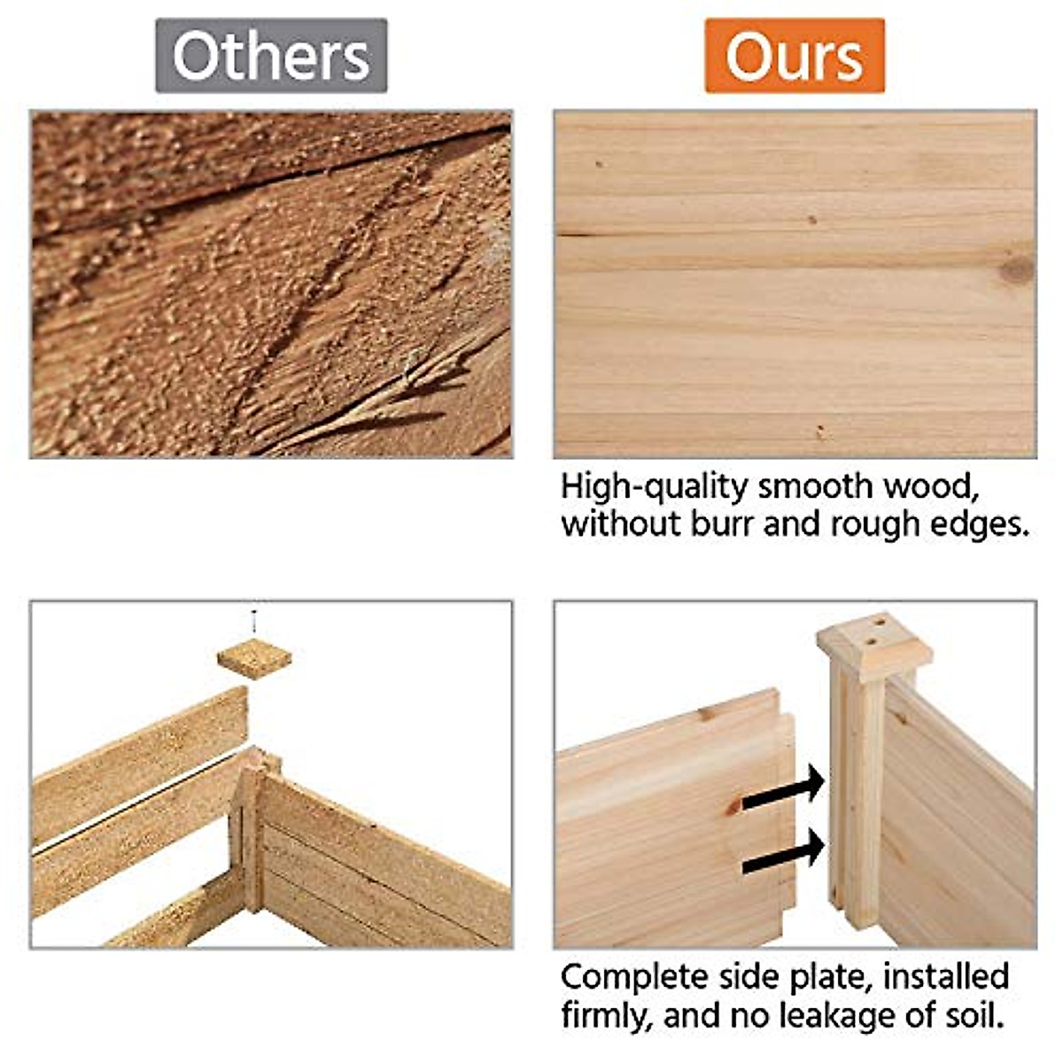 Yaheetech 8×4ft Wooden Horticulture Raised Garden Bed Divisible Elevated Planting Planter Box for Flowers/Vegetables/Herbs in Backyard/Patio Outdoor, Natural Wood, 93 x 48 x 10in