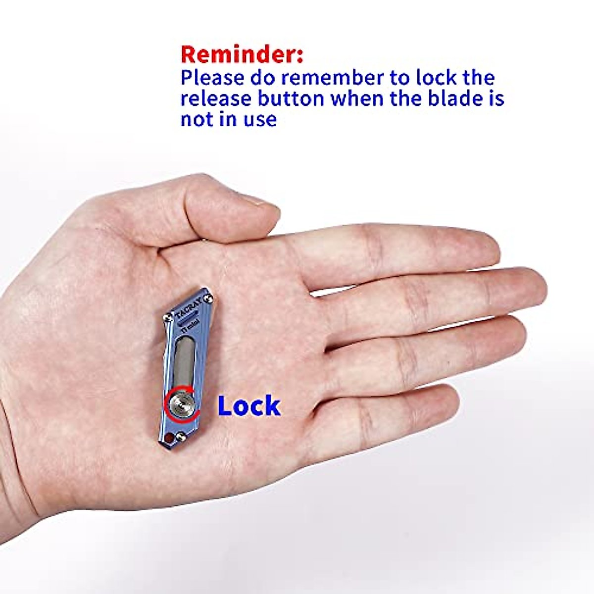 TACRAY Titanium Utility Mini Knife, Small Box Cutter with Retractable and Replaceable Blade for Multiple Cutting Tasks and EDC, comes with 2pcs of extra blades for replacement (Blue)