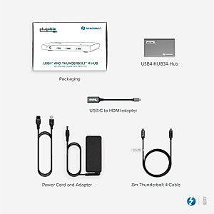 Plugable 5-in-1 Thunderbolt 4 Hub,Single 8K or Dual 4K Display; 4K HDMI Adapter Included, Offers Thunderbolt 4/3, USB4, and USB-C Expansion for Modern Mac and Windows Systems, Driverless