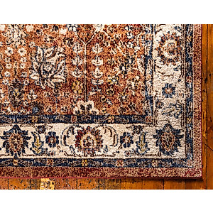 Unique Loom Utopia Collection Traditional Classic Vintage Inspired Area Rug with Warm Hues, 8' x 10' Rectangle, Terracotta/Blue