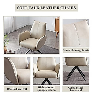 jiexi Modern Ergonomic Office Chair, Desk Chair no Wheels, Home Office Computer Desk Chair, Upholstered Swivel Accent Arm Chairs with Metal Legs, Desk Chair for Bedroom, Reception Room, Living Room