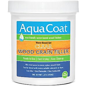 Aqua Coat Water Based Wood Grain Filler Gel, Fast Drying, Low Odor Clear Wood Filler, Non Toxic, Environmentally Safe. (Pint)
