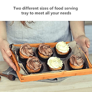 WINIAER Trays for Eating, 2 Pack Bamboo Serving Tray with Handles, Breakfast Tray for Eating On Bed Food Dinner Parties Restaurants, 2 Size