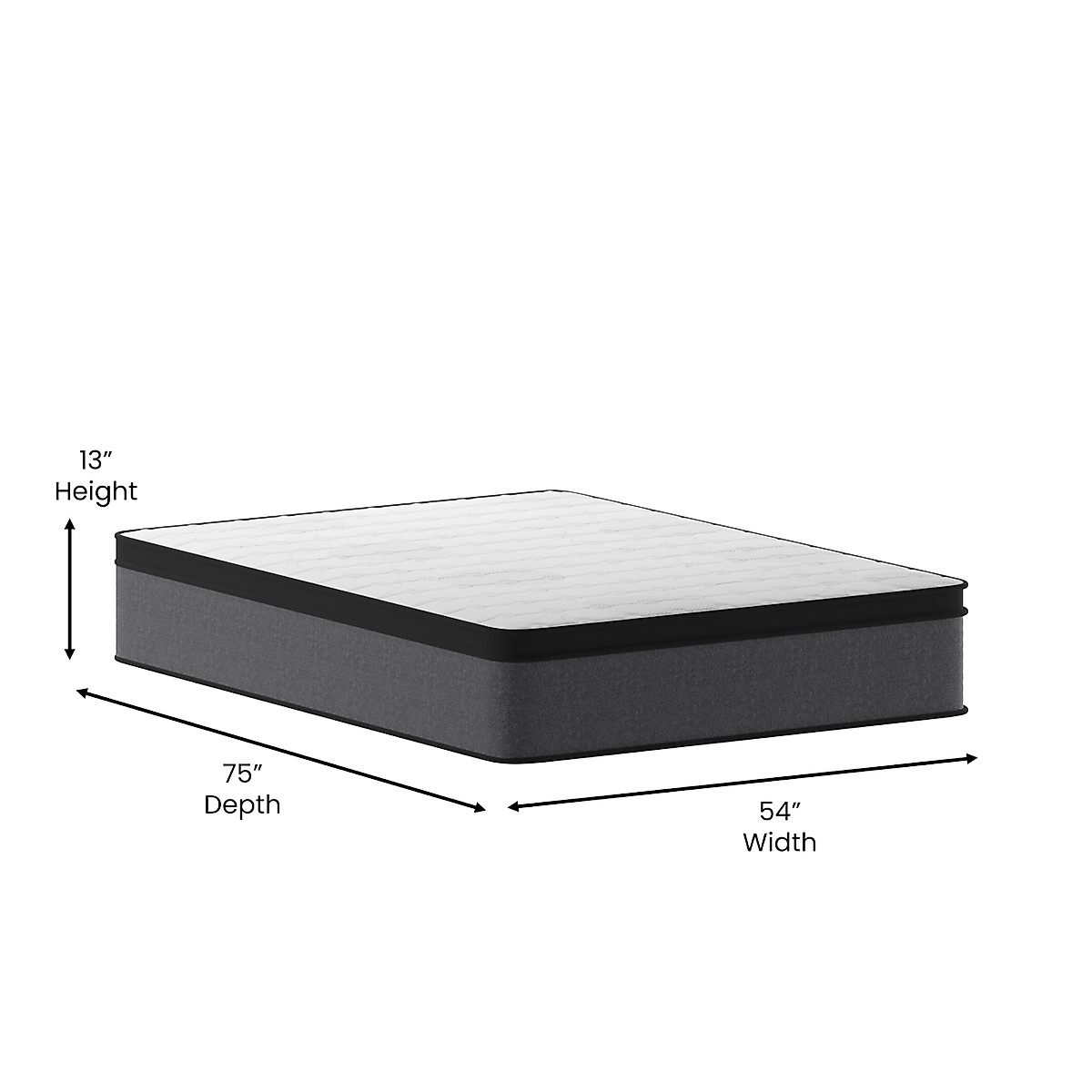 Merrick Lane Lofton 13" Euro Top Hybrid Mattress - Full Size - Individually Wrapped Pocket Springs - Certi-PUR US Certified Foam - Ships Compressed in a Box