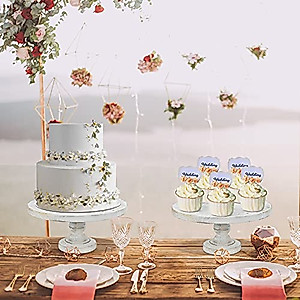Cake Stand for Dessert Table Set of 2 Wood Cupcake Stand with Round Pedestal Holder Wood Display Table for Presenting Cakes Holder Dessert Display Plate Serving Tray for Baby Shower Wedding Cake Tools