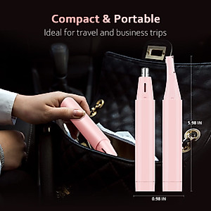 Ear Nose Hair Trimmer for Women, Rechargeable Eyebrow Facial Hair Trimmer, Painless Waterproof Nose Clipper 2023 Professional Dual Blades Face Shaver Pink (Pink)