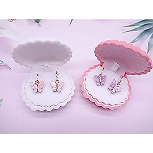 HAMIYELL Pack of 6 Velvet Earring Gift Box Shell Jewelry Storage Case Showcase Display Organizer Box for Necklace (White)