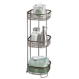 iDesign Forma Metal Wire Corner Standing Shower Caddy, 9.5" x 9.5" x 26.25", Bronze & Kyoto Bar Soap Holder for Bathroom Shower, Vanities, Kitchen Sink - Bronze
