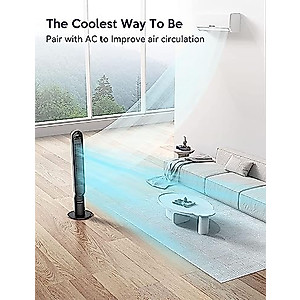 VAGKRI Tower Fan 42" Oscillating Tower Fan with 3 Modes, 4 Wind Speeds, 12H Timers, 90°Oscillation & 135° Vertical, Standing Fans for Home Bedroom Living Room Office, Powerful Floor Fan with Remote