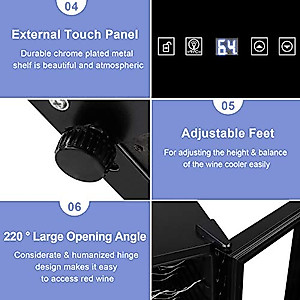 19 Bottle Wine Cooler Refrigerator, Freestanding Compressor Wine Chiller, Beverage Wine Fridge with Digital Temperature Control & Double-layer Glass Door for Red White Wine, Champagne, Beer