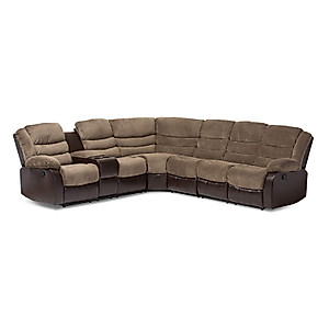 Baxton Studio Robinson Reclining Sectional in Taupe