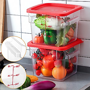 Ziliny 10 Sets 6 Qt Square Food Storage Containers with Lids Commercial Polycarbonate Containers with Scale Clear Airtight Cereal Storage Containers for Pantry Home Restaurant
