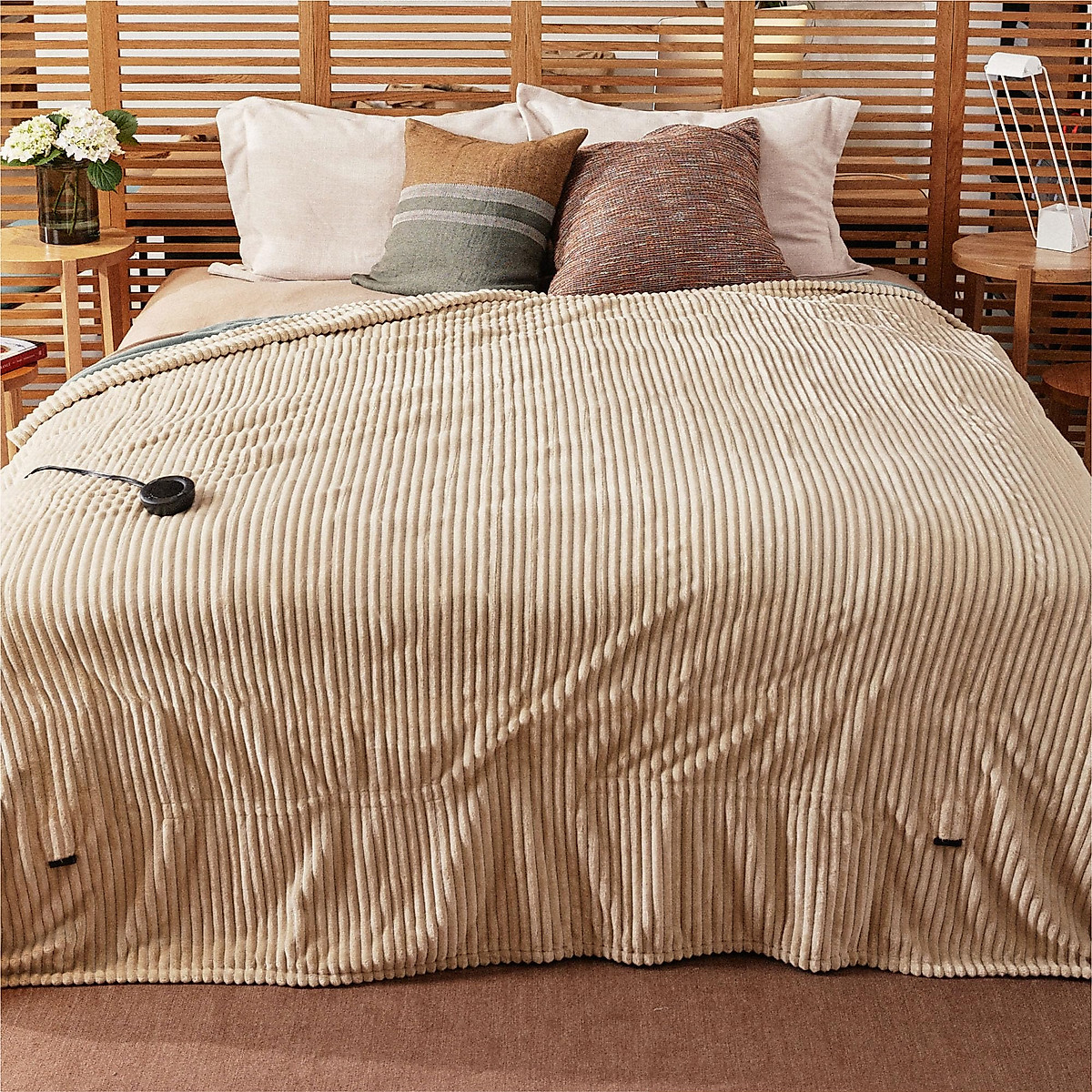 HOMISPRITE Heated Blanket Full Size 72"x84",ETL Certification- 6 Heating Levels Electric Blanket&1-10 Hour Auto Off,Heating Blanket with Dual Controller(Beige)