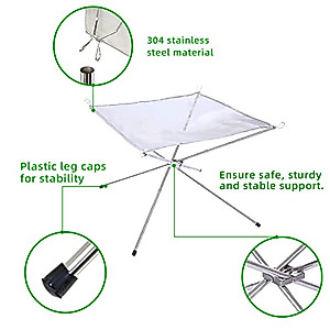 Meshscreen Portable Outdoor Fire Pit 22 Inch, Foldable Stainless Steel Outdoor Camping Wood Burning Accessories for Outdoor, Camping, Garden, Backyard
