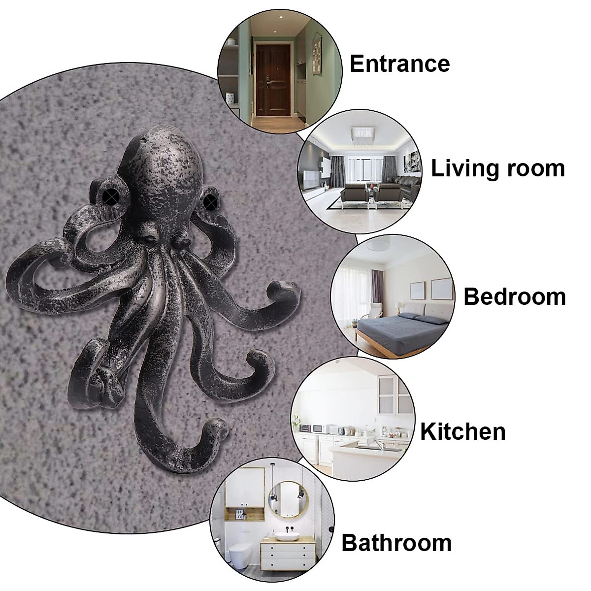 Ciieeo Octopus Bathroom Octopus Coat Hanger Closet Clothes Hooks Fish Towel Rack Key Hanger Cast Octopus Towel Robe Hooks Adhesive Animal Wall Hook Octopus Hook Ocean Wall Hanging
