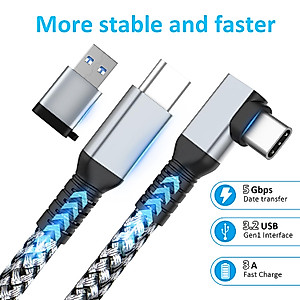 Link Cable 16FT VR Cable Compatible with Meta Oculus Quest 2/Quest 3S/Quest 3/Pro Pico, Nylon Braided Accessories and Gaming PC Steam VR, USB 3.0 Data Transfer Type C Cable, for VR Headset