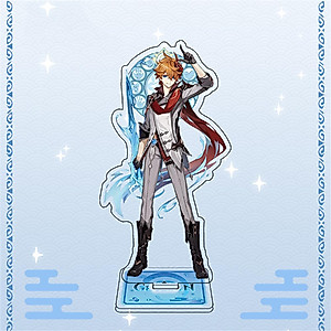 Genshin Impact Merch Box - Including Doll, Pillowcase, Hanging Picture, Acrylic Stand, Amulet, Keychain, Bell Pendant, 2 Brooch,30 Lomo card, 50 Sticker (Tartaglia), 25cmx20cmx7cm (BOX-YS001)