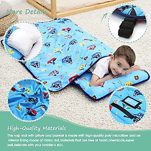 ACRABROS Toddler Nap Mat with Pillow and Blanket, Extra Large Rolled Napping Mats,Slumber Bags for Boys Girls,Kids Sleeping Bag for Daycare, Preschool Travel Camping, Pirate Ship