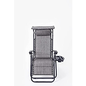 BTEXPERT Adjustable Steel Mesh Zero Gravity Lounge Chairs Case Outdoor Patio Recliner Beach Yard Garden with Pillows Sunshade Utility Tray Cup Holder Gray Two Case Pack (Set of 2 pcs)