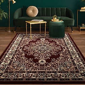 Antep Rugs Oriental 6x9 Traditional Medallion Indoor Area Rug Siesta (Maroon Beige, 6'7" x 9')