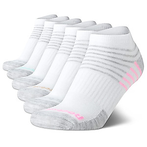 Reebok Women's Athletic Socks - Performance Low Cut Socks (6 Pack), Size 4-10, White Multi