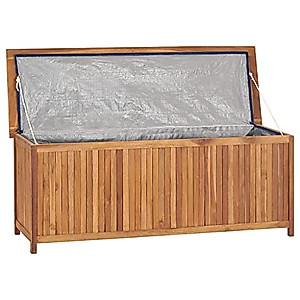Canditree Solid Teak Wood Patio Deck Box, Wooden Storage Box for Outdoor Furniture Cushions Garden Tools (59.1"x19.7"x22.8")