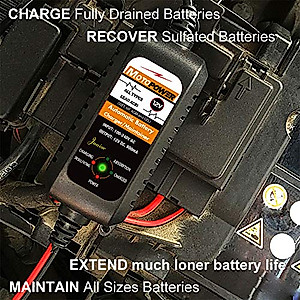 MOTOPOWER MP00205A 12V 800mA Automatic Battery Charger, Maintainer, Trickle and Desulfator