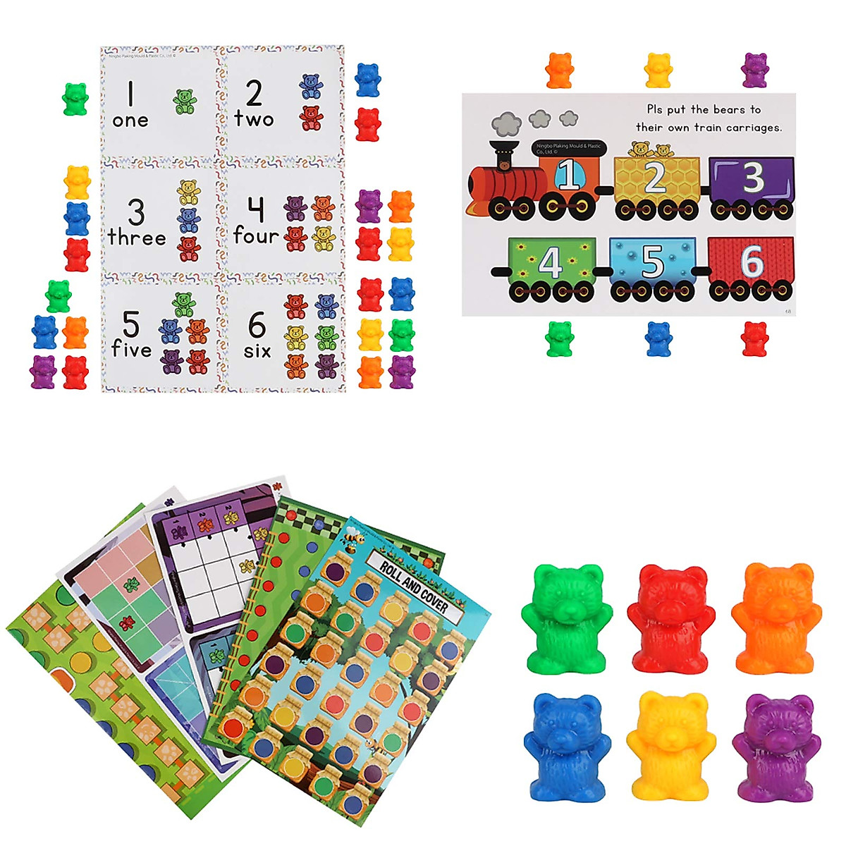 Counting Bears with Matching Sorting Cups,Rainbow Bear Counters with Activity Cards and Storage Box,Montessori Educational Counting and Sorting Toys,Fun Math Manipulative for Preschool Learning
