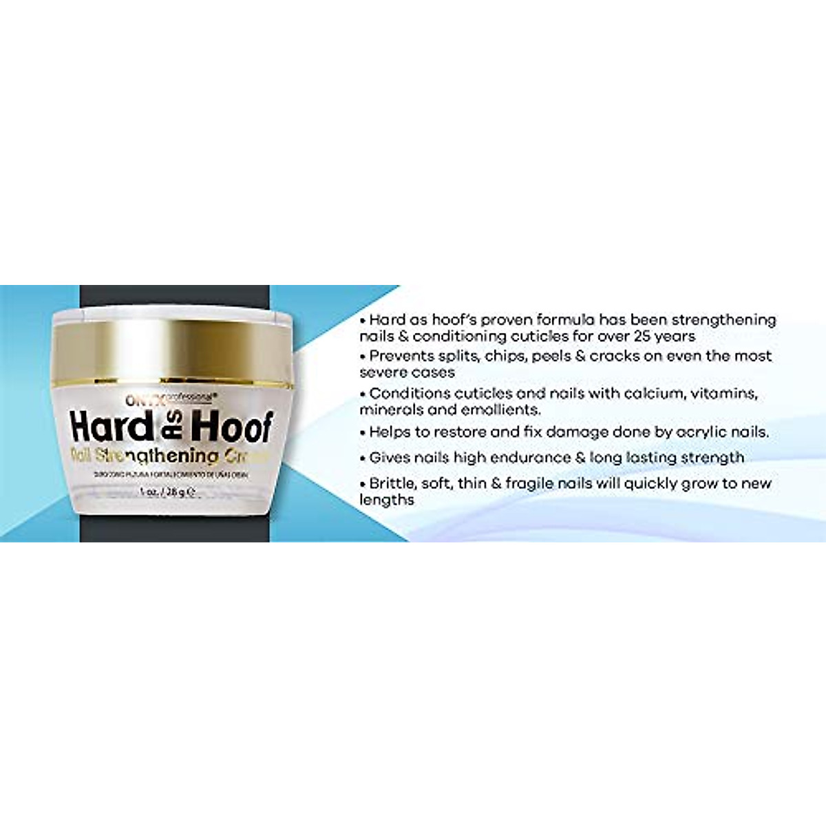 Hard As Hoof Nail Strengthening Cream with Coconut Scent Nail Strengthener, Nail Growth & Conditioning Cuticle Cream Stops Splits, Chips, Cracks & Strengthens Nails, 1 oz
