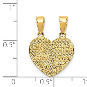 IceCarats 14K Yellow Gold Big Sister Little Break Apart Necklace Charm Pendant