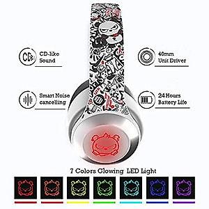 Dualpow Bluetooth 5.0 Headphones, Wireless Over Ear Gaming Homeschooling Headset 24Hrs Playtime Deep Bass Microphone for iPhone/Android/IPAD/Tablets/TV/PC & ONLY Wired for PS4/PS5,Switch,Xbox (AW)