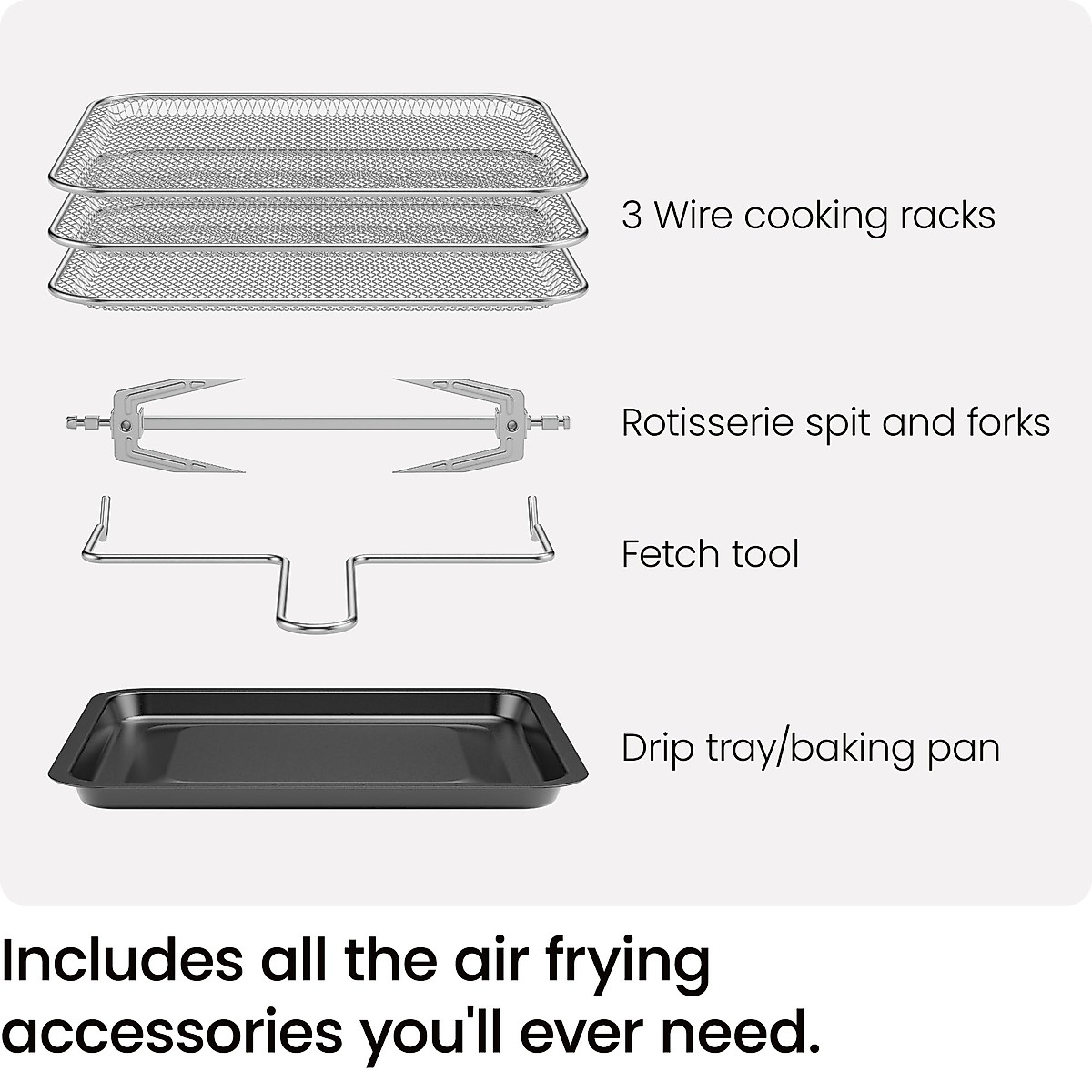 CHEFMAN ExacTemp™ 12 Quart 5-in-1 Air Fryer with Integrated Smart Cooking Thermometer, 28 Touchscreen Presets, Rotisserie, Dehydrator, Bake, XL Convection Oven with Auto Shutoff, Black