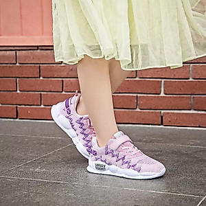 YAVY Pink Kids Breathable Sneakers Mesh Lightweight Easy Walk Casual Sport Strap Athletic Running Shoes for Little Kid Size 2