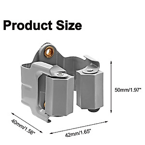 Waziaqoc 5PCS Wall Mount Broom Mop Holder, Bathroom Mop Hanger Wall Mounted Mop Clip with Screws for Garden Bathroom Kitchen - Grey