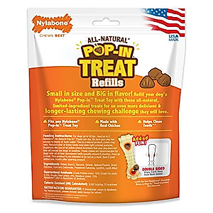 Nylabone Pop-In Dog Treat Refills for Treat Toy Combo Chicken Medium/Wolf (30 Count)