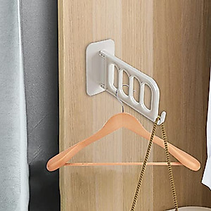 Dous Folding Wall Mounted Clothes Hanger, No Hole Punching No Trace Installation Wall Coat Rack, 4 Holes Wall Multi-Functional Hanger for Balcony Clothes, Keys, Bathroom, Wardrobe Storage