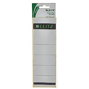Leitz Self Adhesive Replacement Spine Labels for Standard 80 mm Lever Arch Files, Wide and Short, 61 x 192 mm, Paper, 16420085 - Grey, Pack of 10