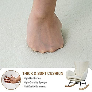 FUNNIU Rocking Chair Nursery, Glider Chair for Baby Nursing with Cushion Teddy Velvet Upholstered Indoor Glider Rocker Comfy Armchair Living Room Chair Accent Chair with High Backrest and Armrests