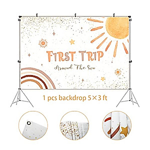 First Trip Around the Sun Birthday Decorations Boho Sun First Birthday Party Banner Cake Decorating Dessert Table Background Good for First Birthday Baby Shower Party Supplies