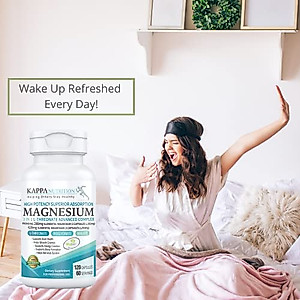 Magnesium, L-Threonate (120 Capsules), 2,253mg Per Serving, Providing 420mg Elemental, Bisglycinate Chelate, Malate, for Brain, Sleep, Stress, Cramps, Headaches, Energy, Heart, from Kappa Nutrition.